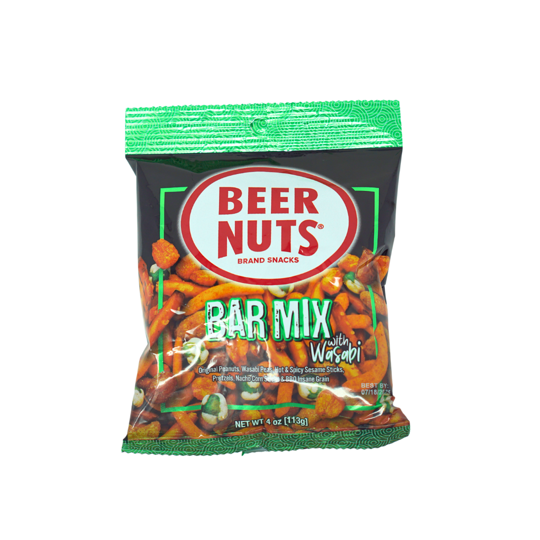 BEER NUTS® Brand Snacks | Bar Mix with Wasabi – 4 oz. Bag | BEERNUTS.com