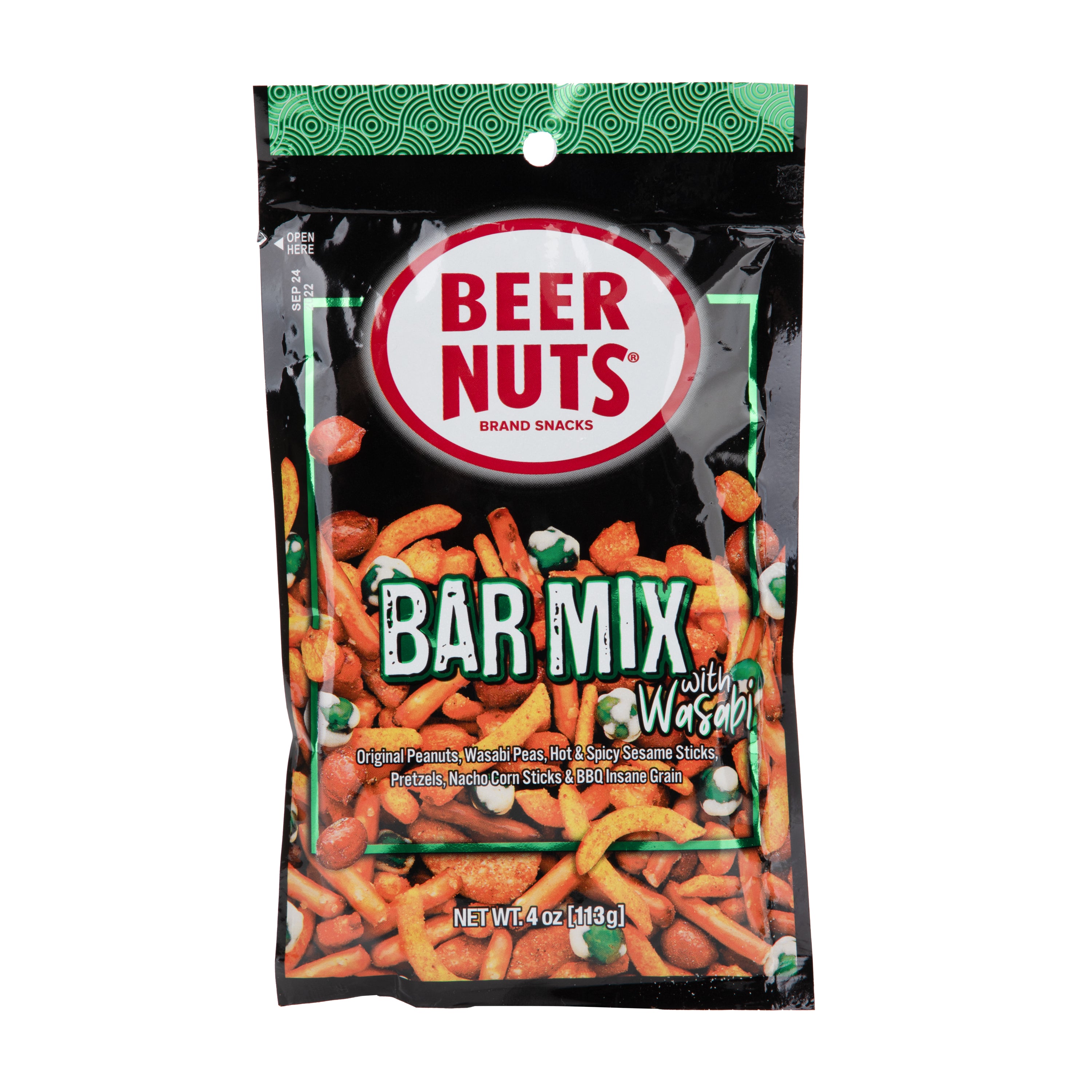 BEER NUTS® Brand Snacks | Bar Mix with Wasabi – 4 oz. Bag | BEERNUTS.com